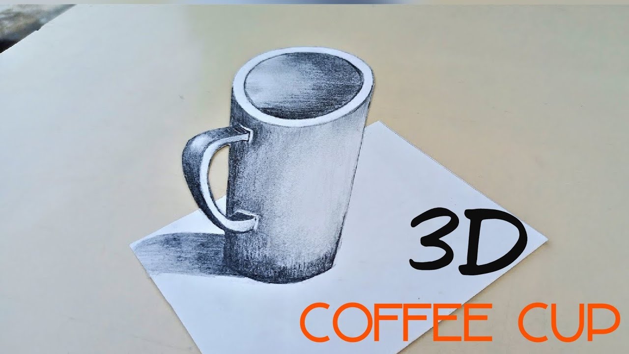 How To Draw 3D Coffee Cup🍺 - Sketching Step by Step | #008 - YouTube