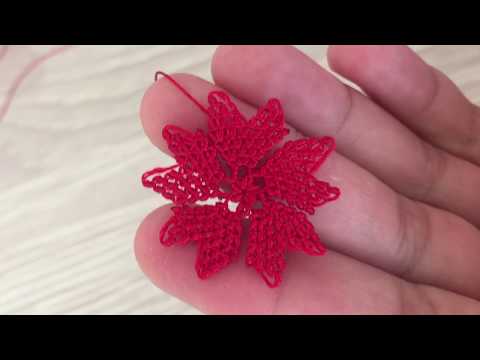 İğne Oyası 3 Boyutlu minik kalpli çiçeğin yapılışı (needle lace small heart flower making)