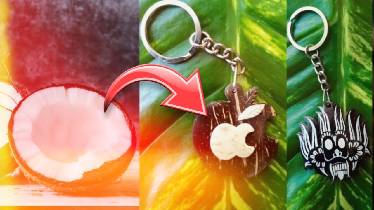 Coconut shell key tags /Amazing key Tags making using Coconut shell ...