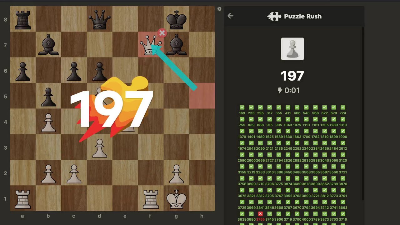 Chess.com Puzzle Rush tool-assisted record [197] [Stockfish 17.1] - YouTube