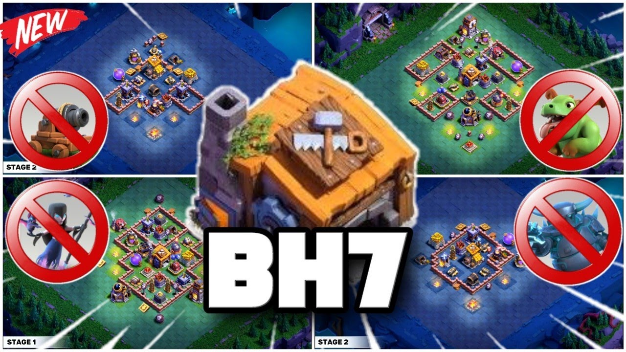 BEST-10 BUILDER HALL 7 BASE WITH LINK + REPLAY || BH7 ANTI 6 STAR ...