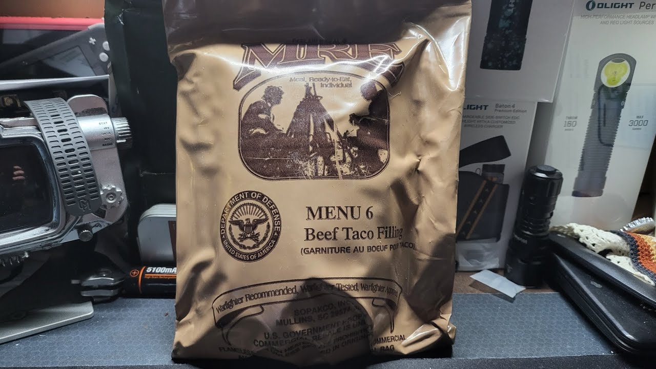 U.S MRE MENU #6 BEEF TACO FILLING REVIEW - YouTube