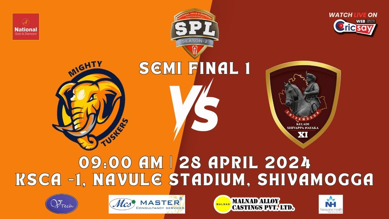 SHIVAMOGGA PREMIER LEAGUE 2024 | SF-1 | MIGHTY TUSKERS vs KELADI ...