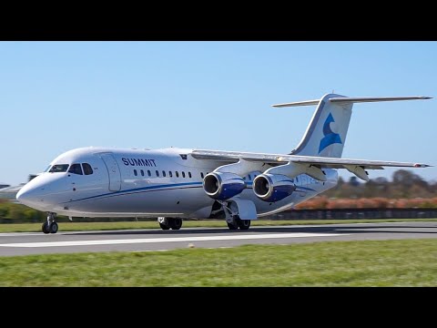 Summit Air Avro RJ 100 Departure from London Southend Airport! - YouTube