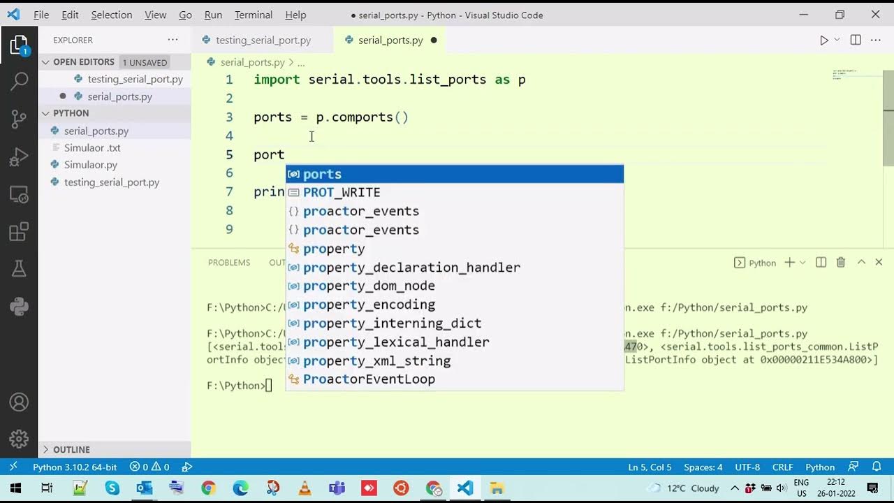 List com ports in Python | Windows com port | pyserial - YouTube