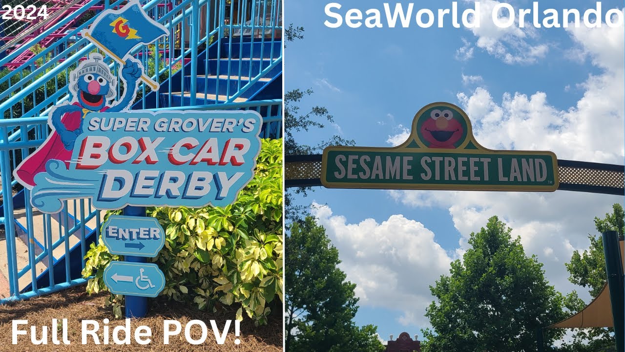 Super Grover's Box Car Derby POV! SeaWorld Orlando! Full Ride 2024 ...