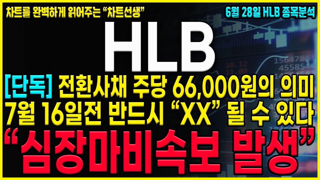 [HLB 에이치엘비] 5분전, "심장마비속보떴다" 전환사채 330억 주당 66,000원 정말 중요합니다! 결국 예상한 그대로 흘러가고 있습니다.#hlb목표가 #hlb ...