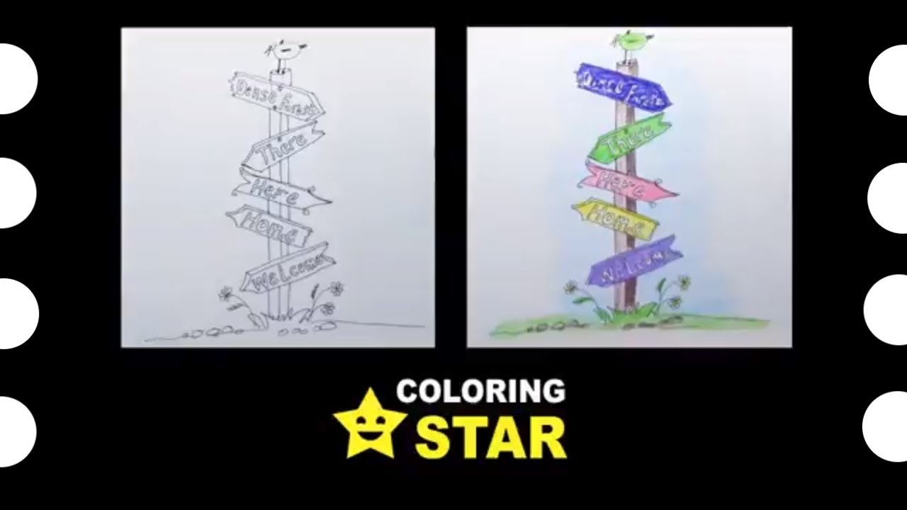How to draw - cartoon road signs. Drawing and Coloring road signs ...