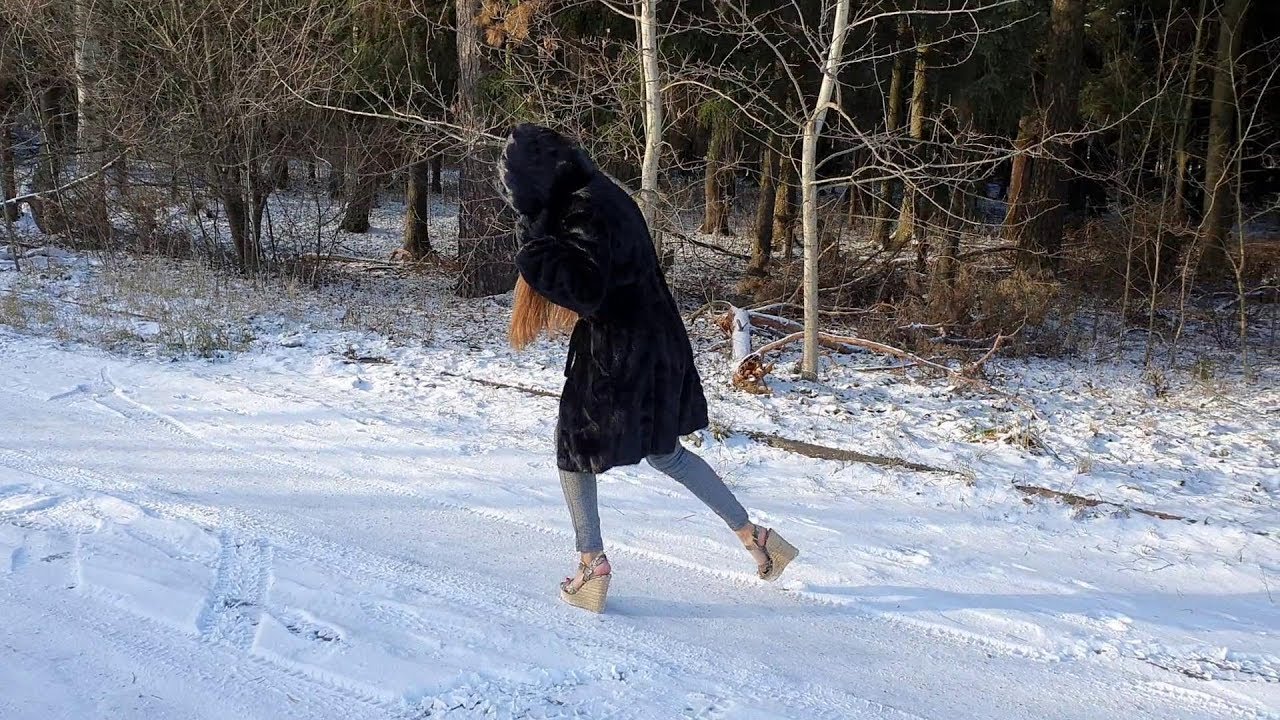 very slippy wedges high heels on ice (scene 378) - YouTube