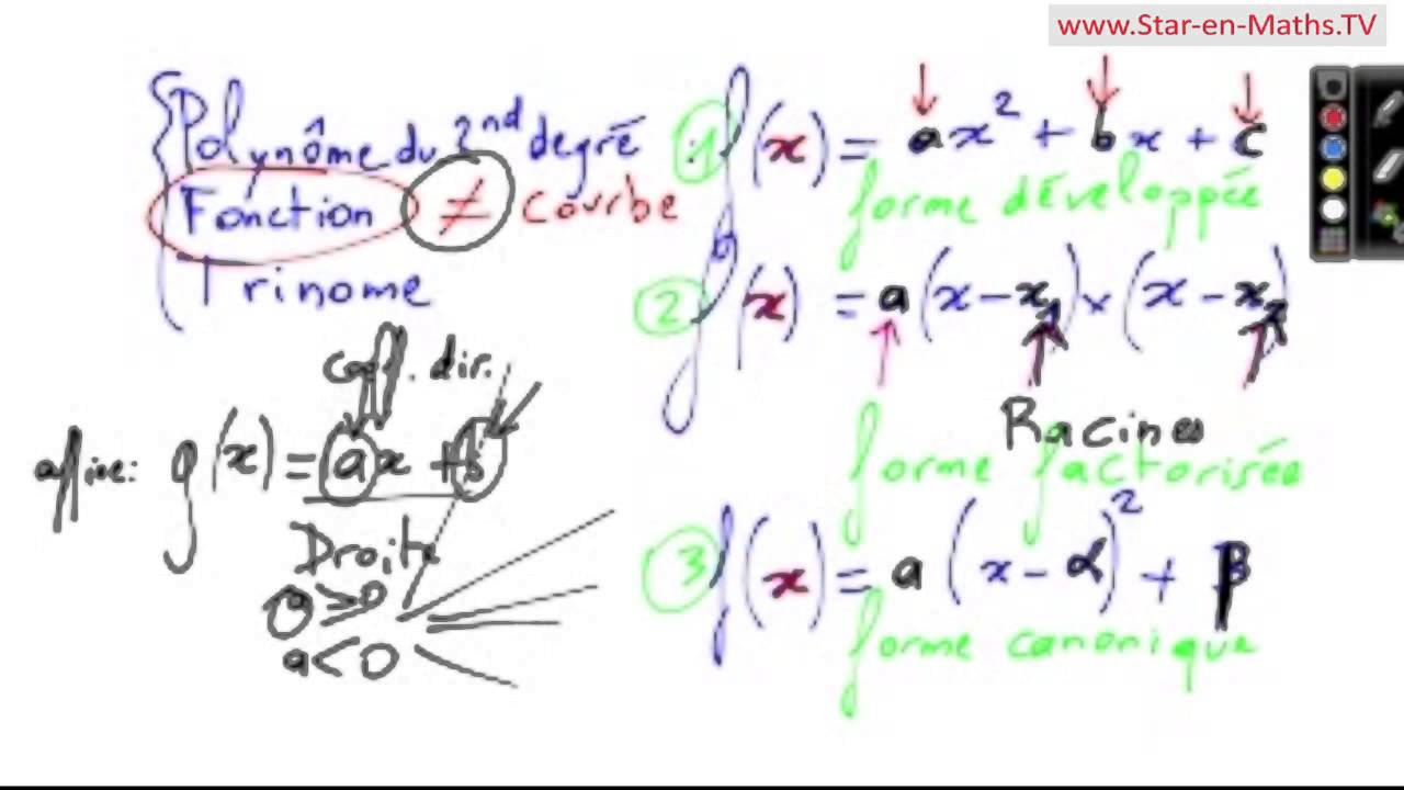 1ère S Les 3 formes d'un trinome et l'interprétation graphique des ...