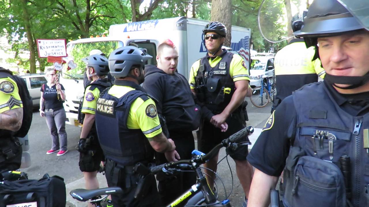 cop watcher being arrested for standing behind banners - YouTube