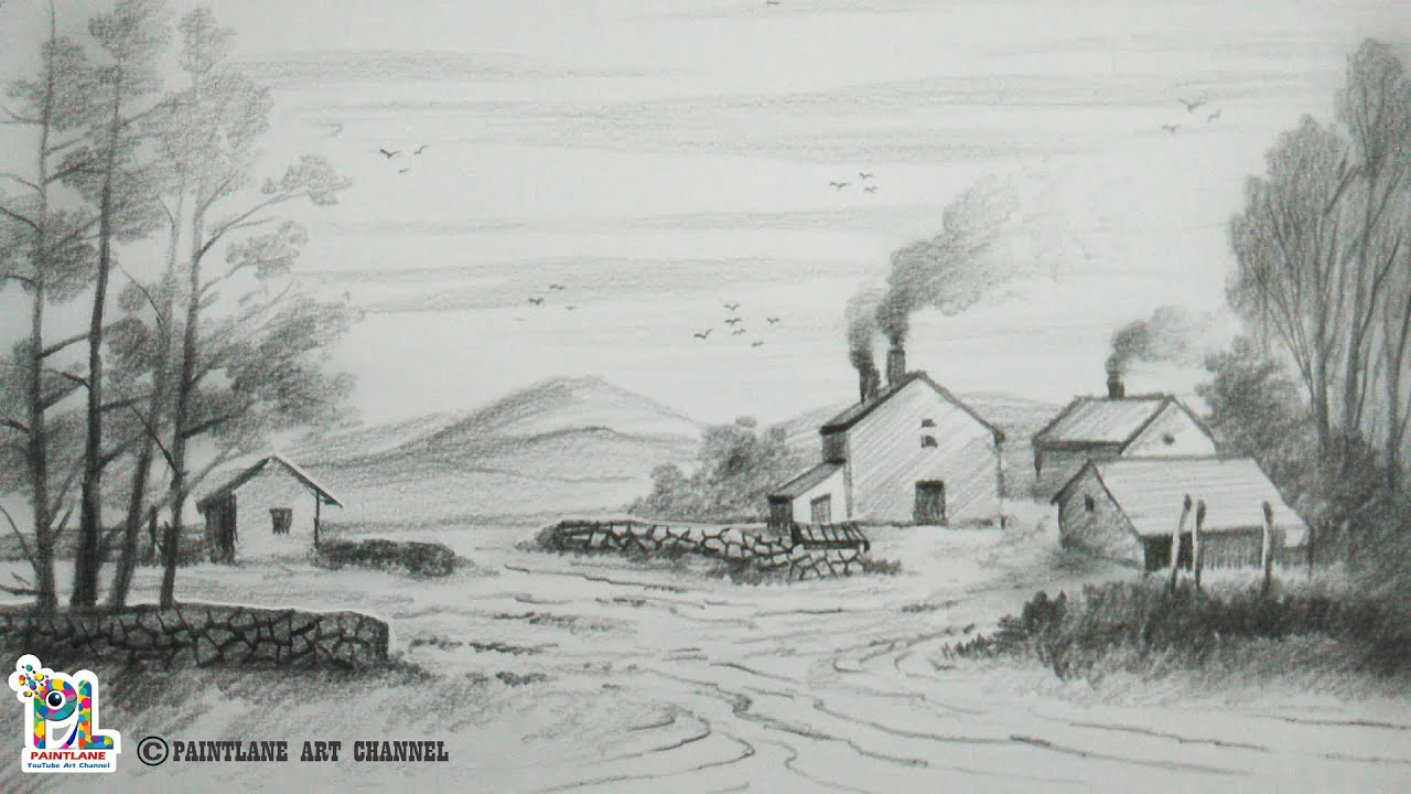 How to draw simple and very easy nature drawing for Beginners - YouTube