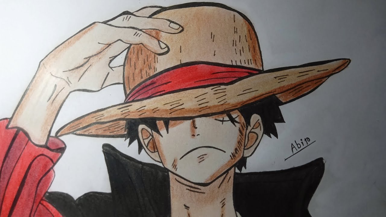 Monkey D. Luffy Drawing(with colour pencils) - YouTube