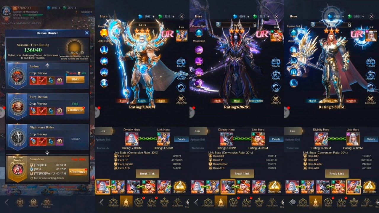 Devil Athena: Dark Olympus Gameplay My Best UR Heroes In Defeating ...