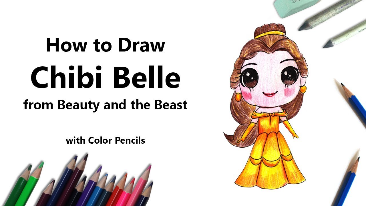 How to Draw Chibi Belle from Beauty and the Beast Step by Step - very ...