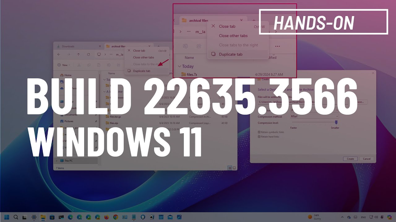 Windows 11 build 22635.3566: NEW File Explorer duplicate tab, Create ...