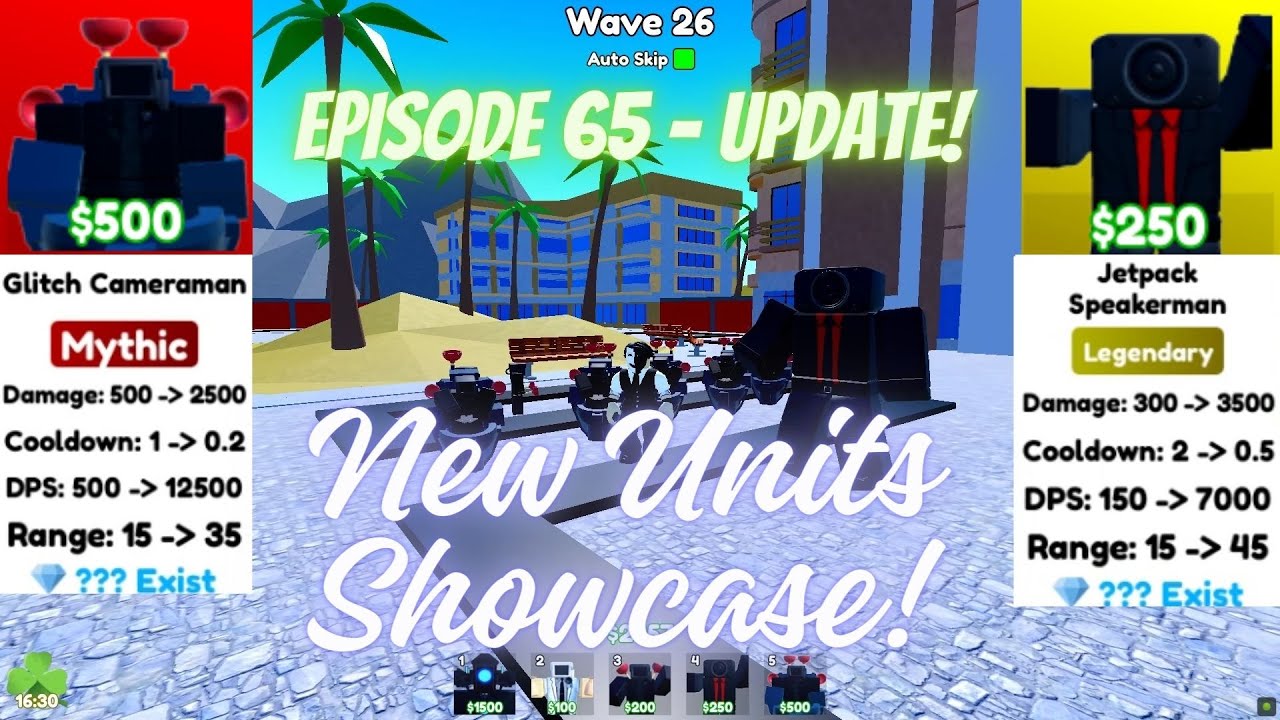 Roblox Toilet Tower Defense NEW UPDATE-Episode 65 / GLITCH Cameraman ...