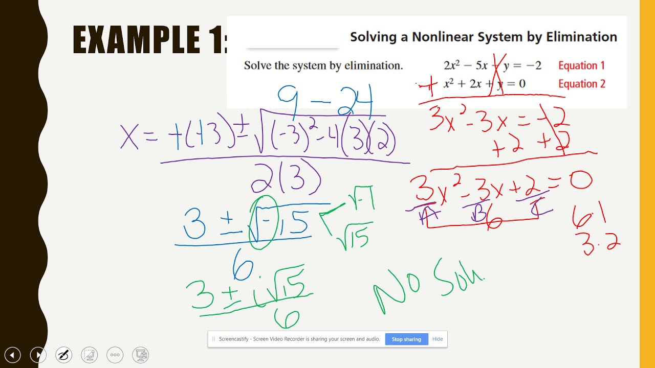3.5 Notes: Solving Nonlinear Systems of Equations Using Elimination ...