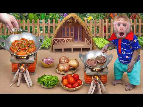 Monkey Xuka wakes up to find that her big brother has prepared a hamburger for breakfast!