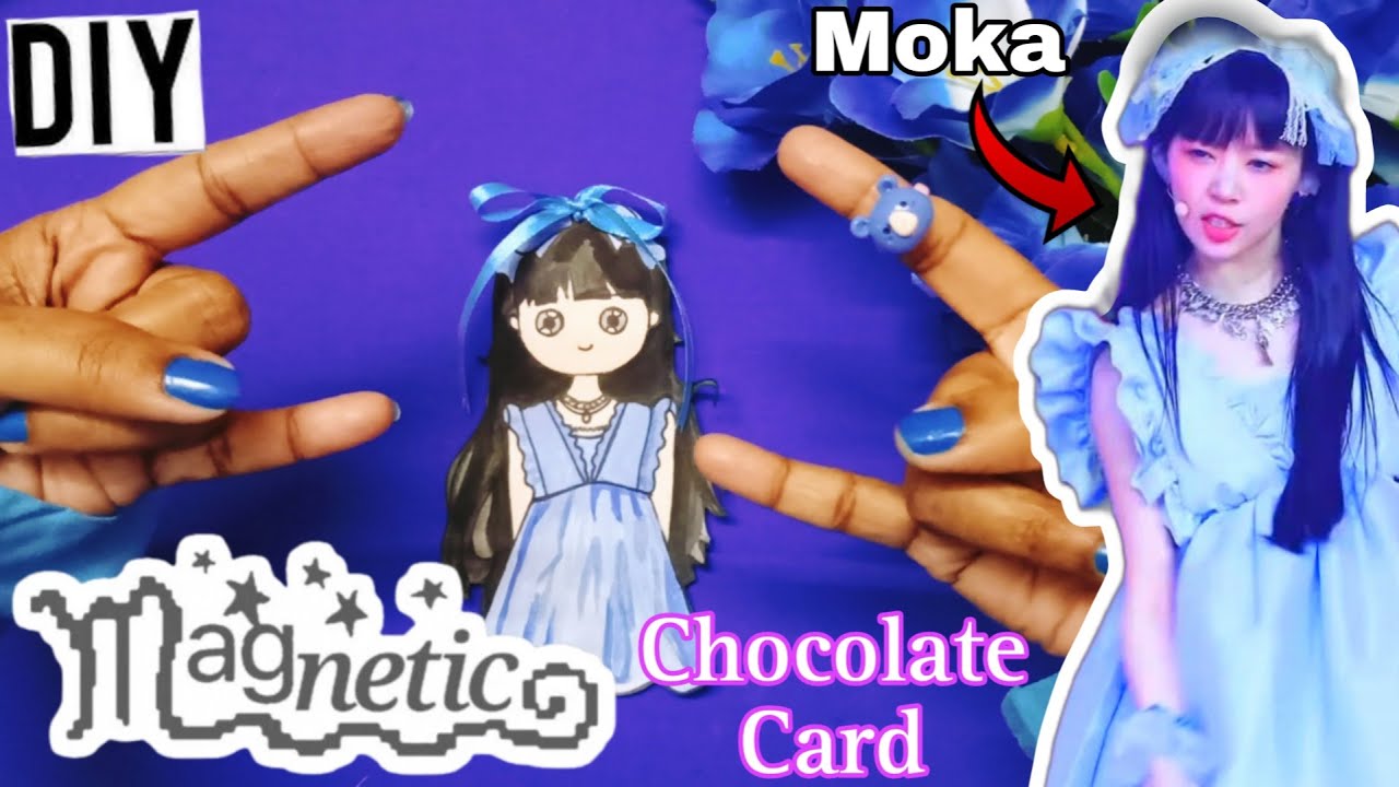 Diy: I made ILLIT Magnetic - Moka cute chocolate card💙/Gift for kpop ...