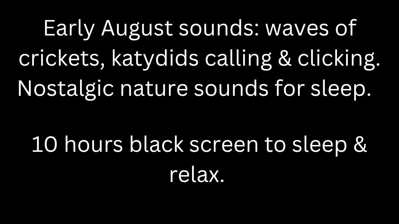 Waves of crickets call & katydids clicking in August, black screen ...