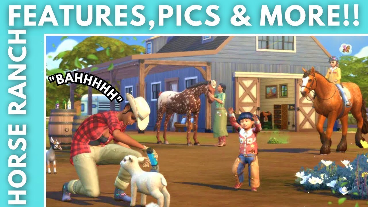 SIMS 4 HORSE RANCH GAMEPLAY REVEALED!! GOATS+SHEEP, UNICORNS??, FOALS ...