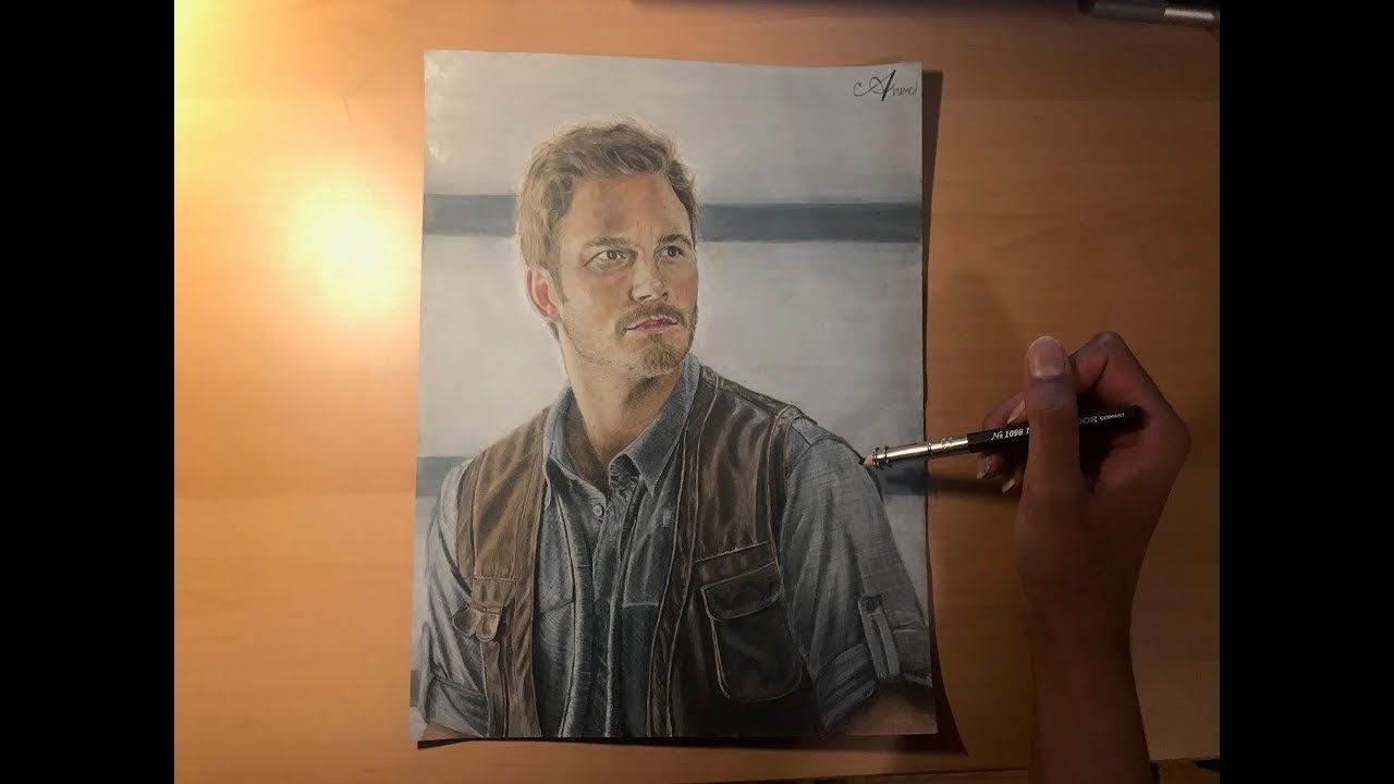 CHRIS PRATT AS OWEN GRADY SPEED DRAWING - YouTube