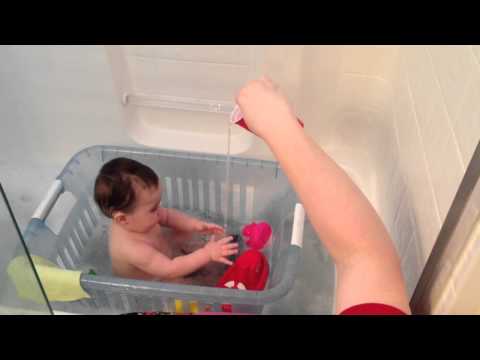 Jack's first bath in a big boy bathtub