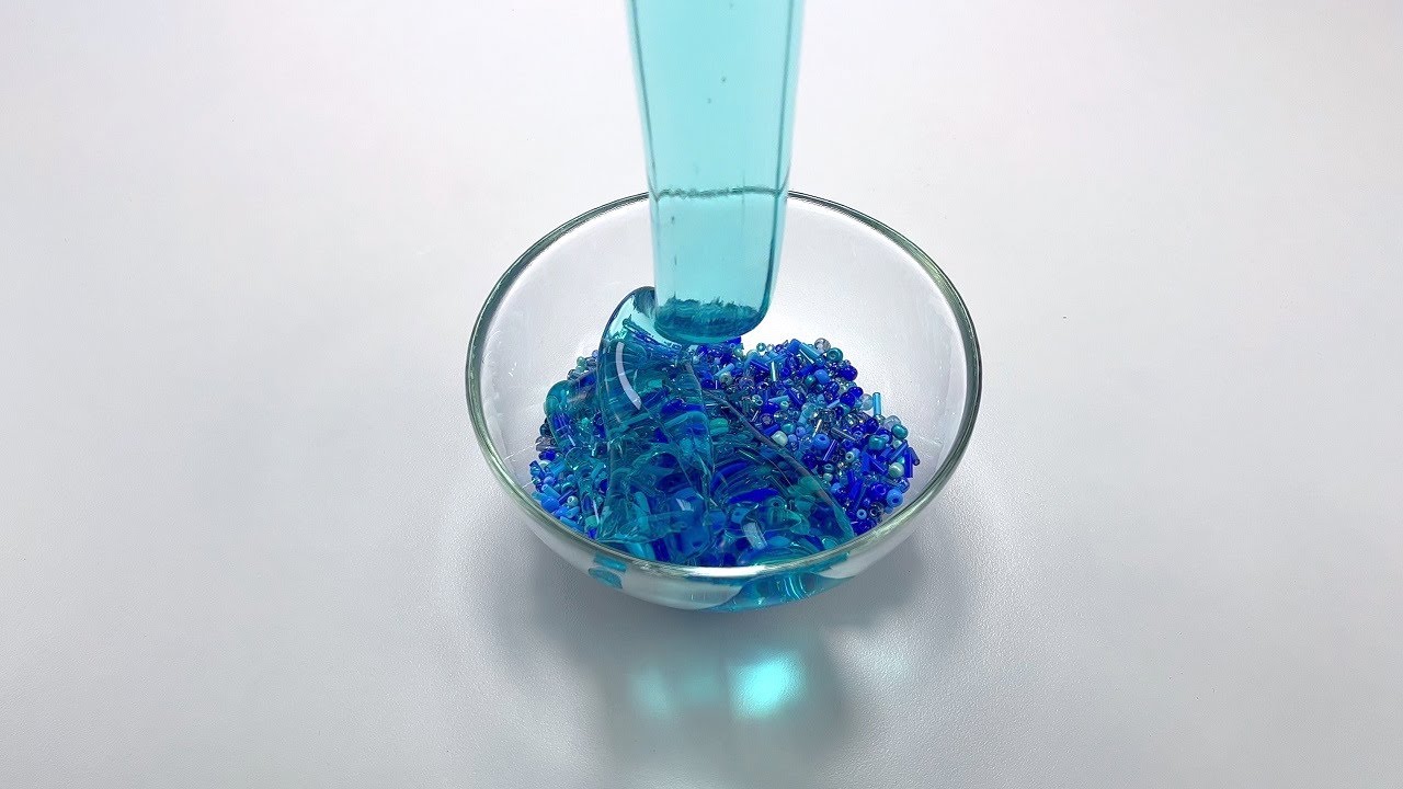 ASMR Slime | Blue slime | Mixing beads with slime video #17 - YouTube