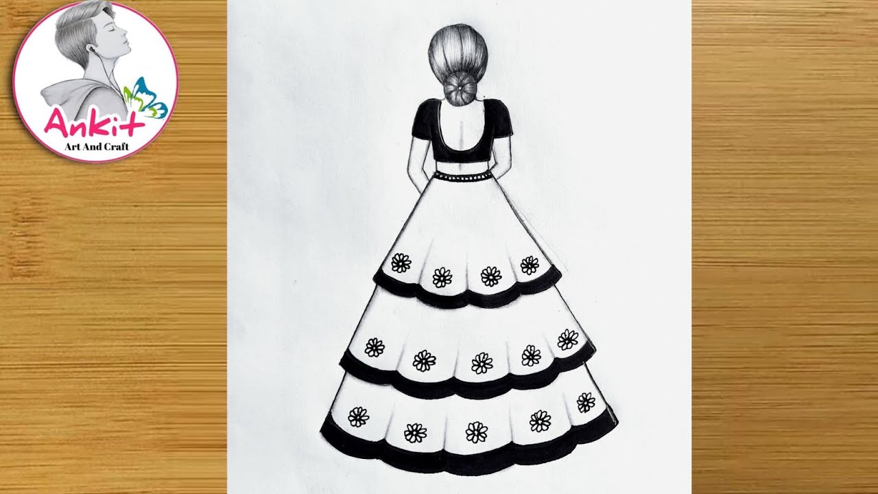 How to draw a girl with lehenga / girl drawing / how to draw a girl in ...
