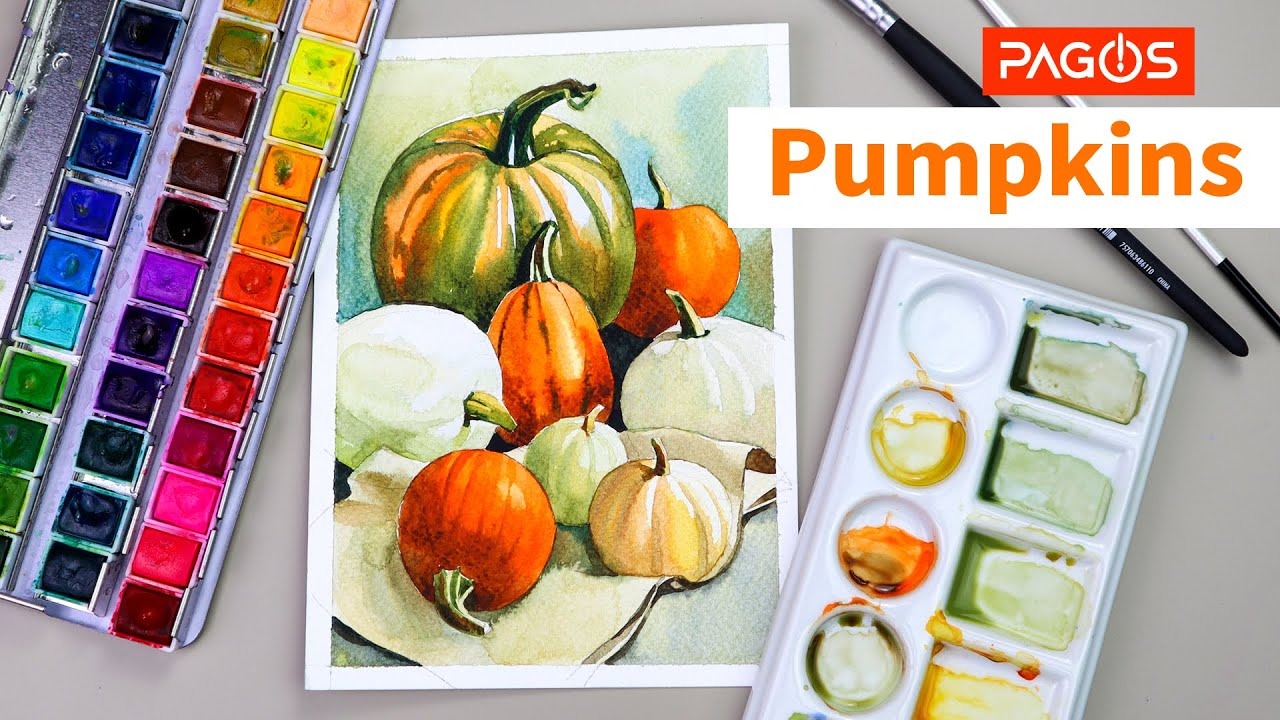 Watercolor Pumpkins Painting - Watercolor Lessons - YouTube