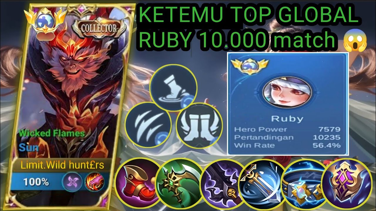 BUILD YG MEMBUAT SUN TEBAL & DAMAGE NYA SAKIT||TOP GLOBAL SUN VS TOP GLOBAL RUBY||SUN MOBILE ...