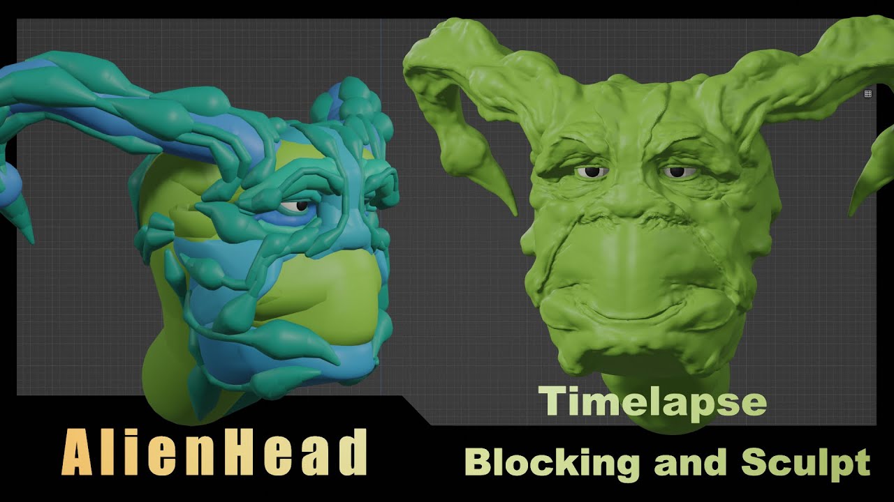 Timelapse blocking Sculpt a AlienHead in Blender with BlockSurfaces ...