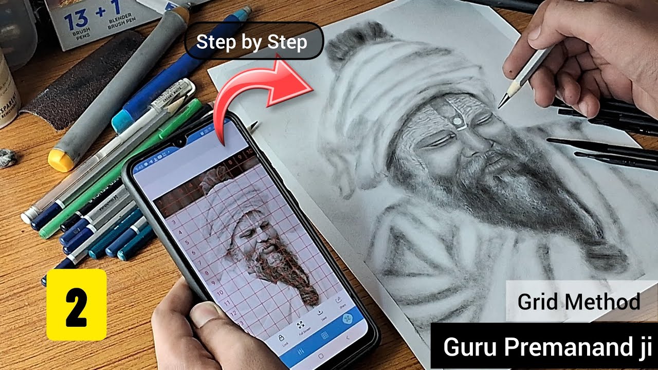 How to draw Guru Premanand ji ll drawing tutorial,outline tutorial Part ...