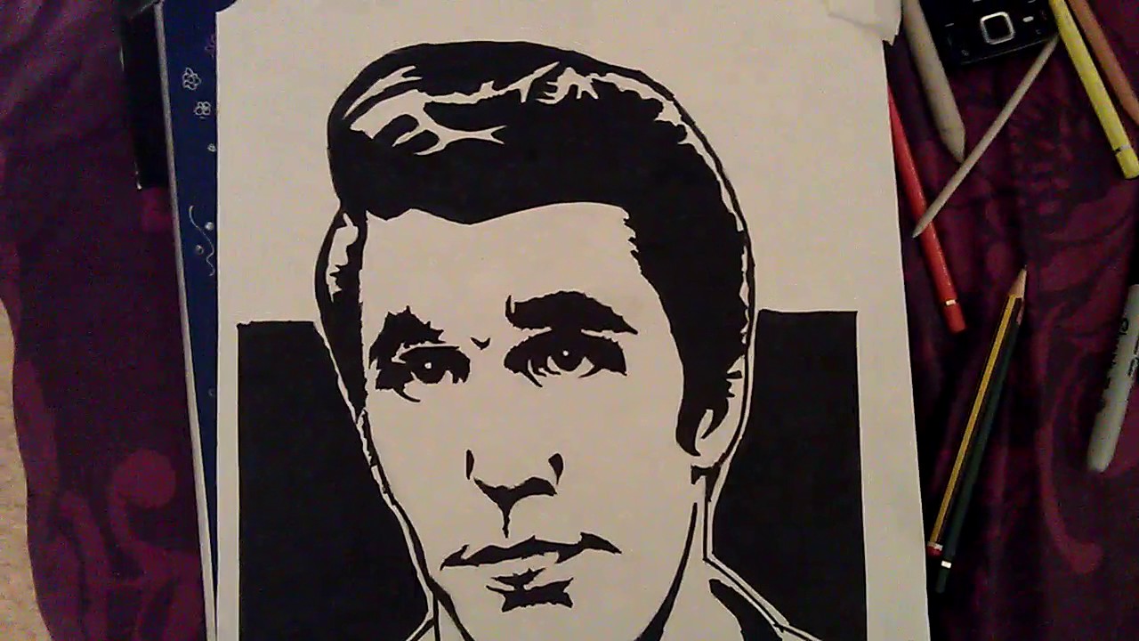 My drawing of "the Fonz " :-) - YouTube