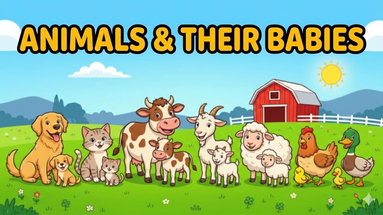 Animals and Their Babies | Baby Animals Name for Kids | Farm Animals ...