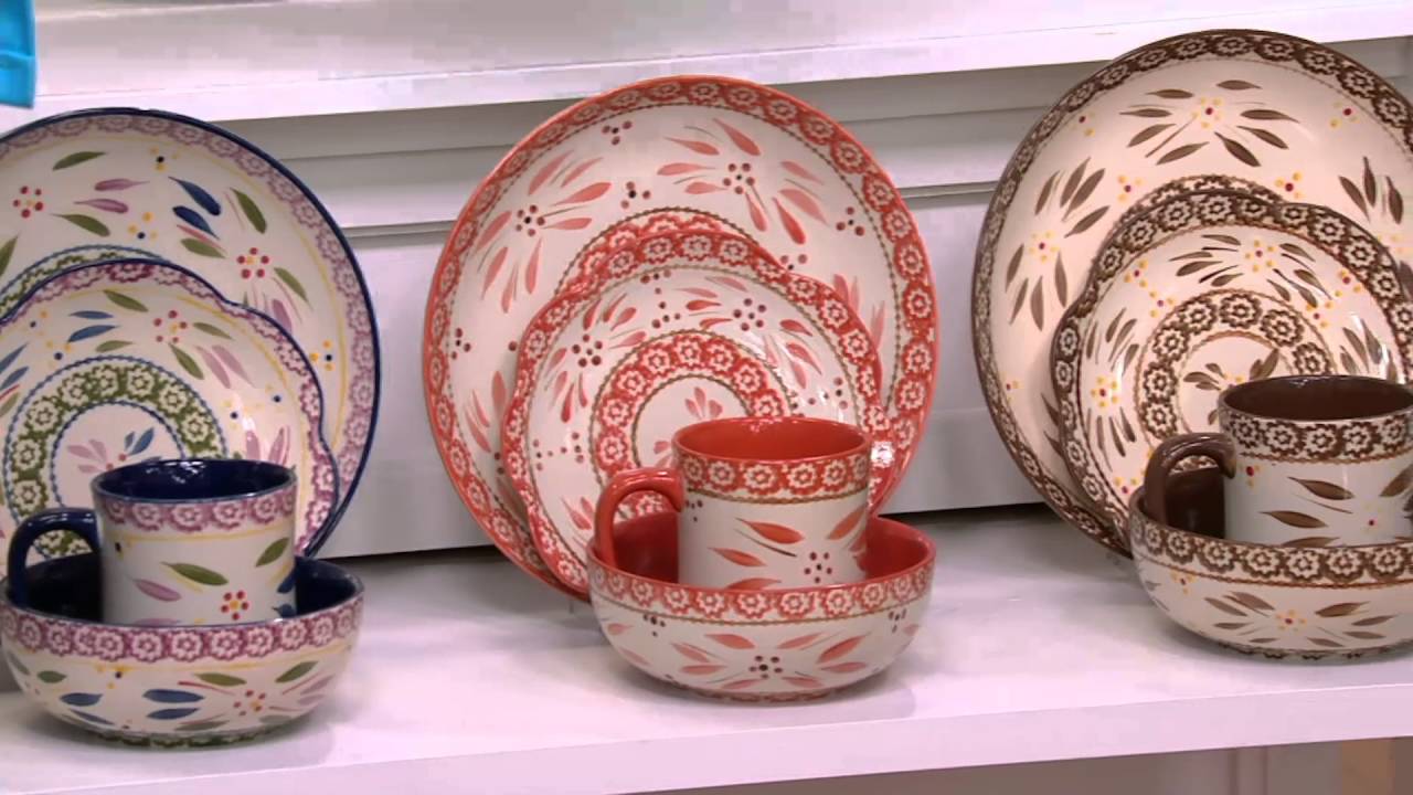 Temp-tations Hand-Painted 16-pc Service for 4 Dinnerware Set on QVC ...
