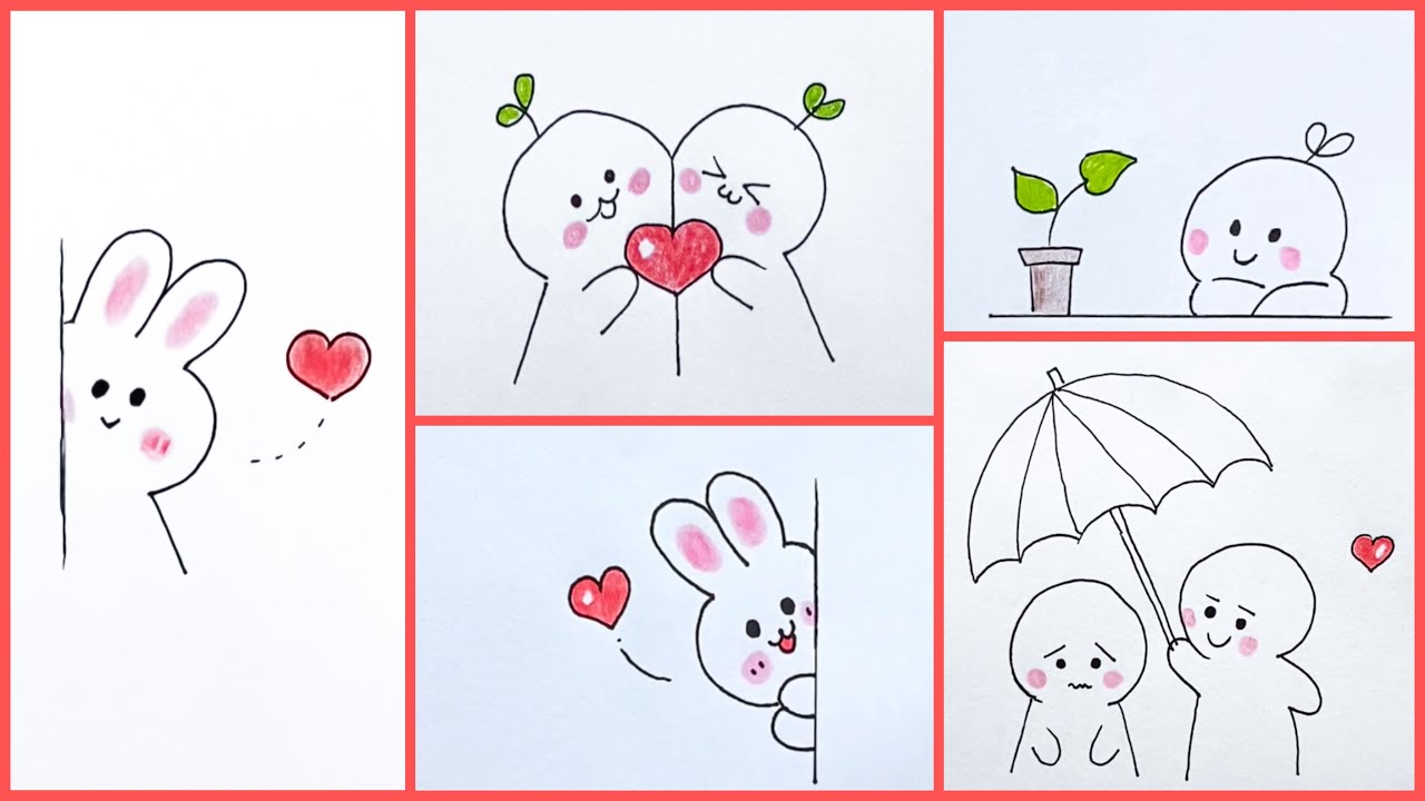 Como fazer Desenhos fofos ️ Desenho fofo e fácil / Cute Stickers ...