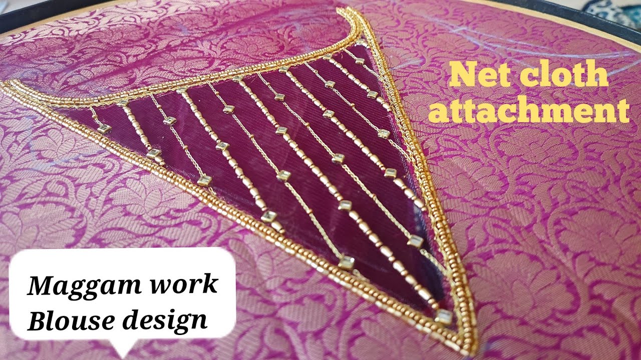 Maggam work blouse net cloth design// #Aari work classes in telugu // # ...