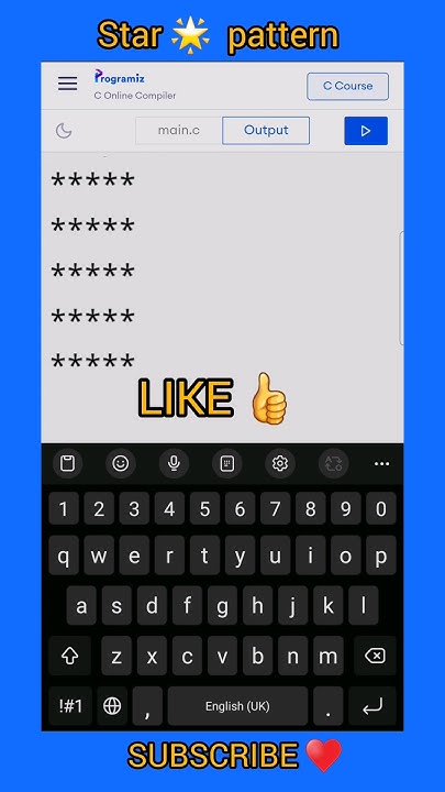 Star 🌟 pattern in C | Star pattern |C language tutorial #shortsfeed #c #coding #viral # ...