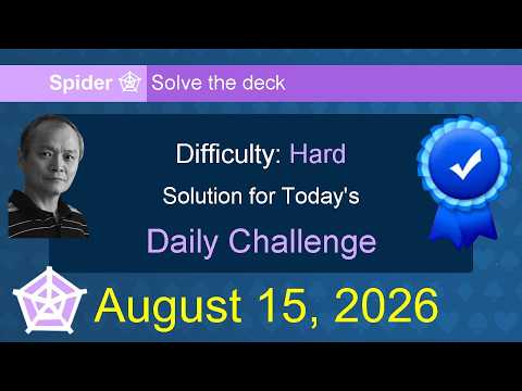 Microsoft Solitaire Collection: Spider - Hard - August 15, 2026