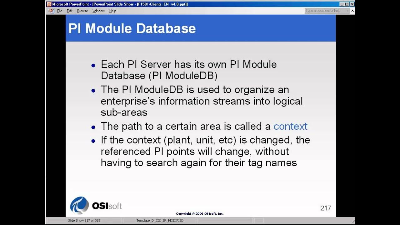 OSIsoft: The PI Module Database (MDB). v3.1 - YouTube
