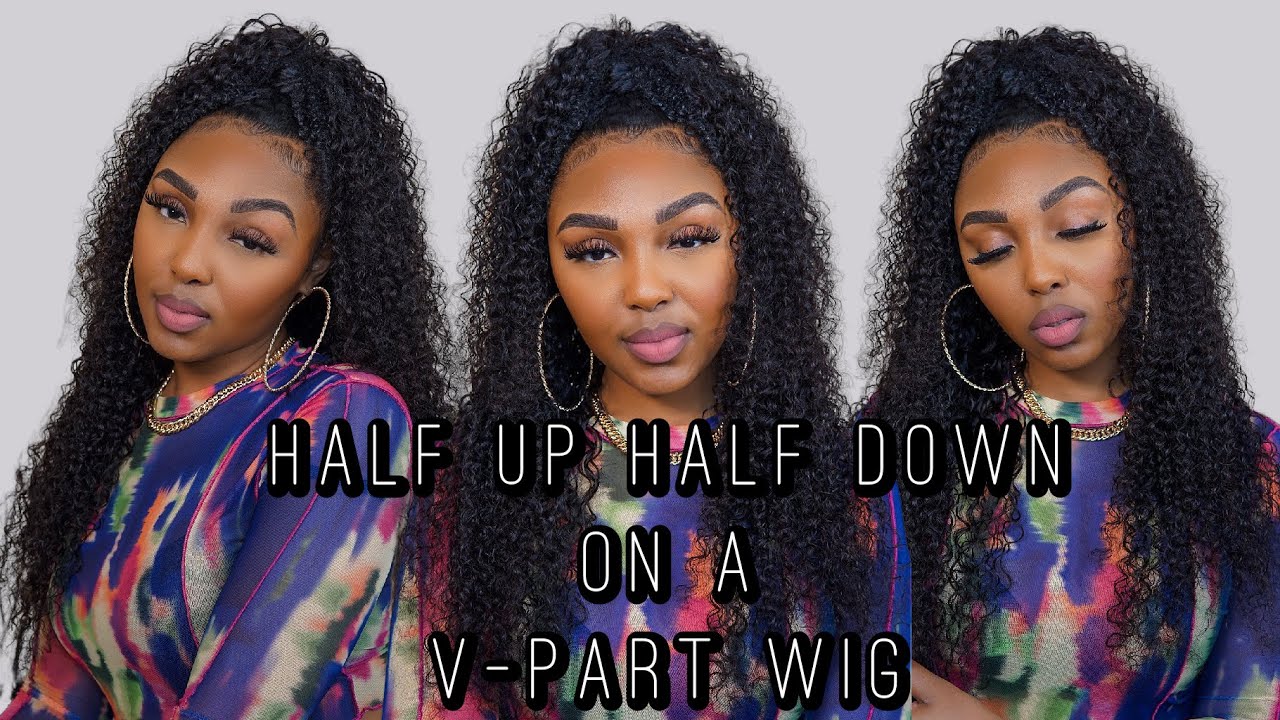Half up Half down on V-Part Wig FT Kriyya - YouTube