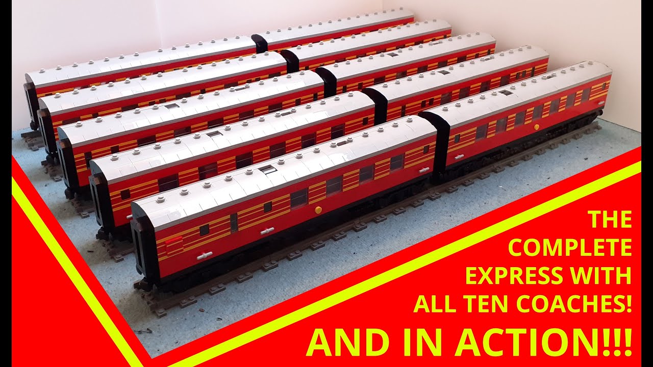 Lego COMPLETE 10 coach coronation express MOC showcase AND IN ACTION ...