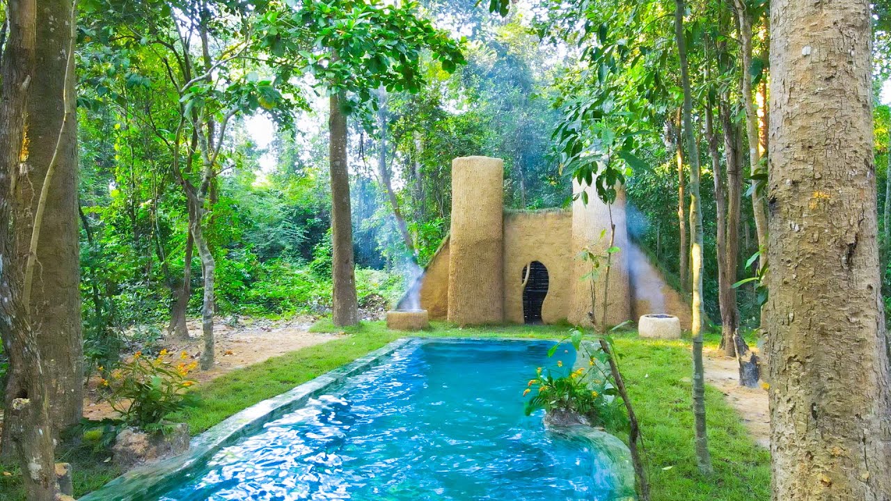 We Build The Most Amazing Jungle Swimming Pool Villa by Ancient Skills ...