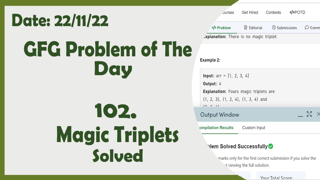Magic Triplets C Gfg Daily Problem Youtube