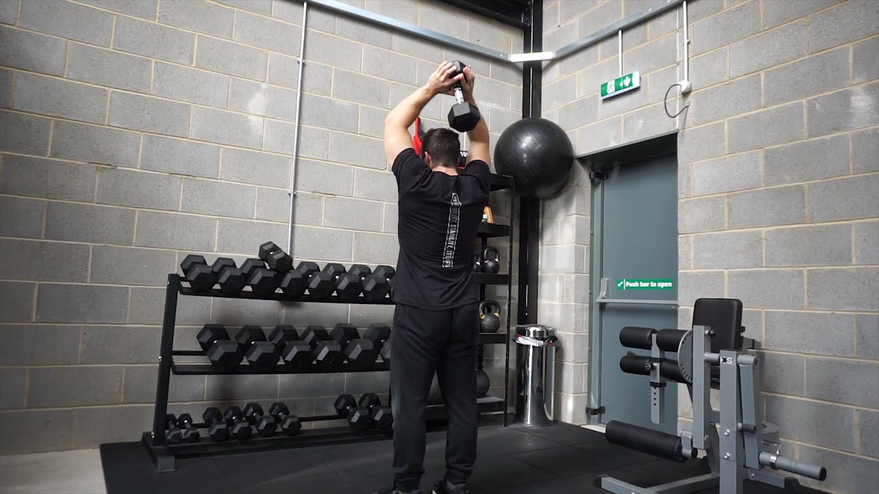 Dumbbell Standing Skullcrusher Demo - I.D.move Exercise Library - YouTube
