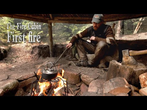 Bushcraft Build: 8 Shelter/Fire Cabin - Fire place with air duct. - YouTube