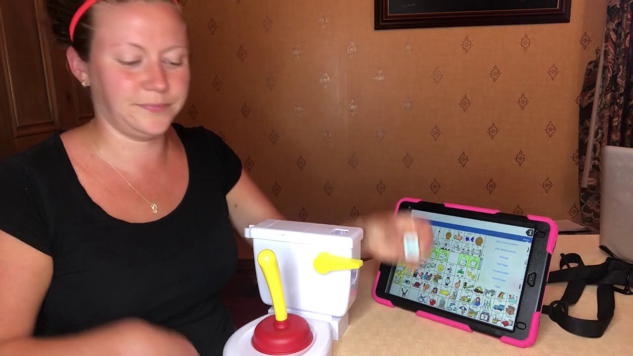 AAC modelling playing Flushing Frenzy with LAMP words for life - YouTube