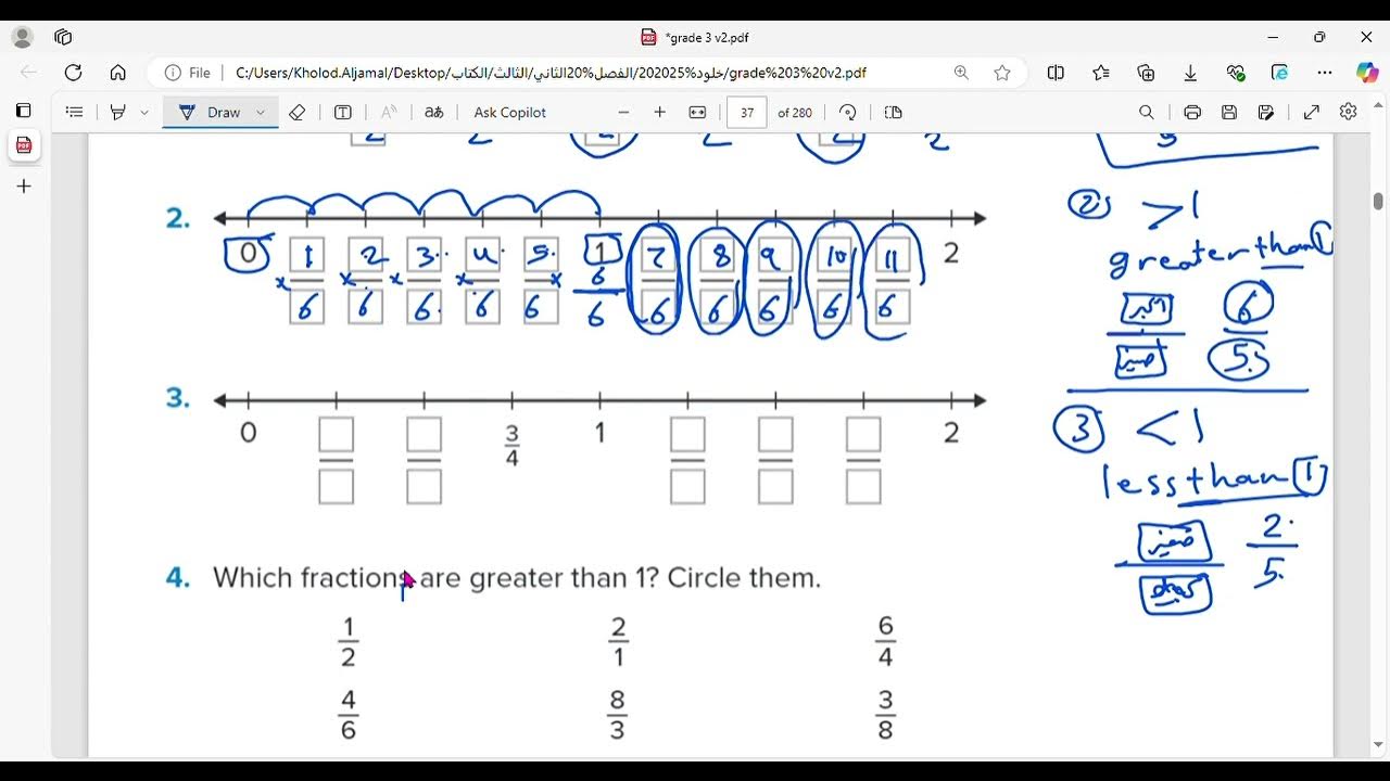 Reveal math grade 3 lesson 7_ 6 represent a fraction greater than one ...